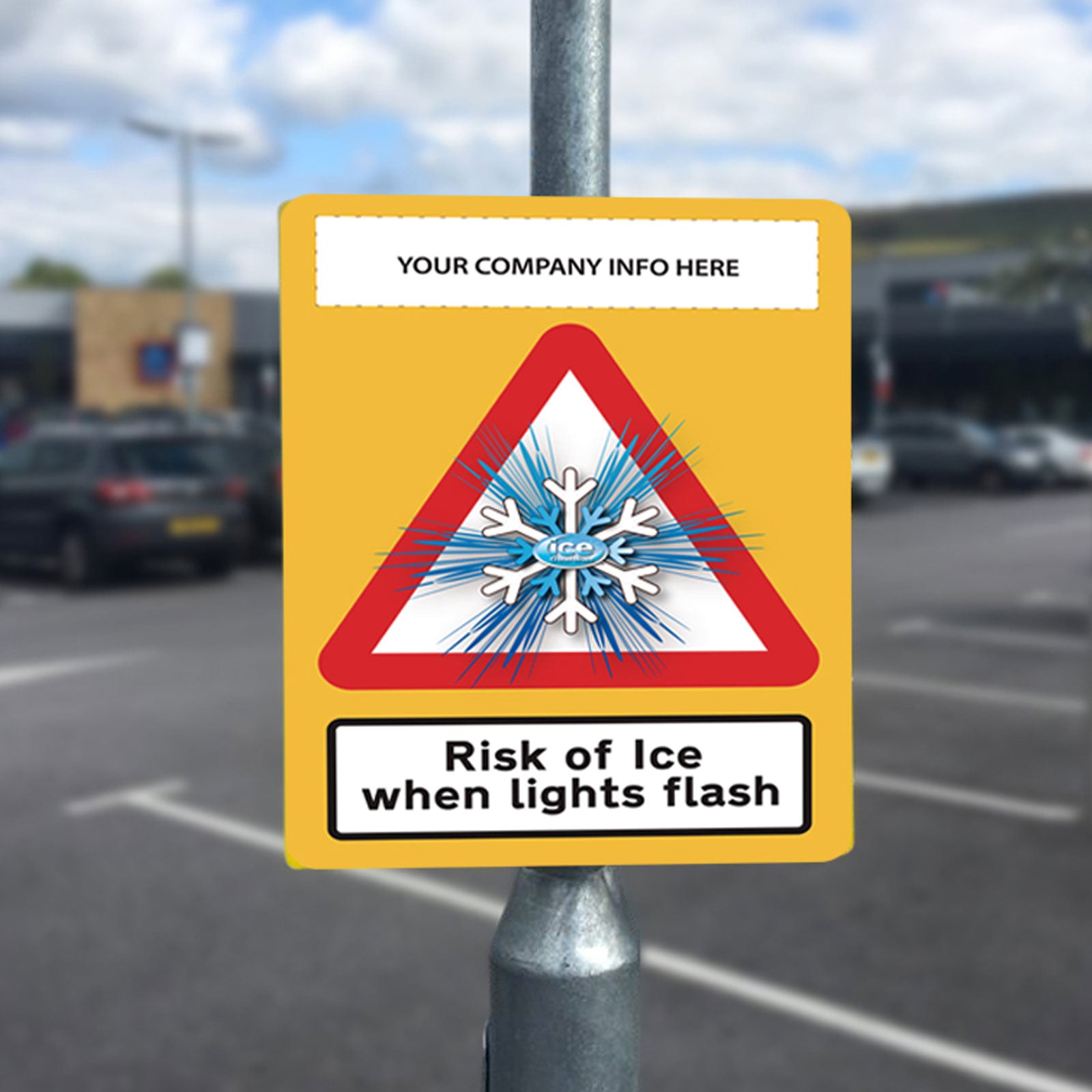 Triangle Ice Warning Flashing LED Safety Sign (BB1) - add your logo ...