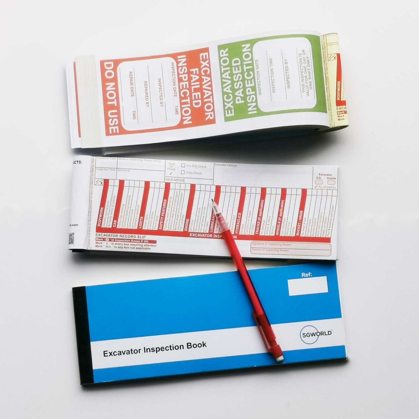 Excavator Pre-Use Visual Inspection Checklist (pad of 30) | SG World