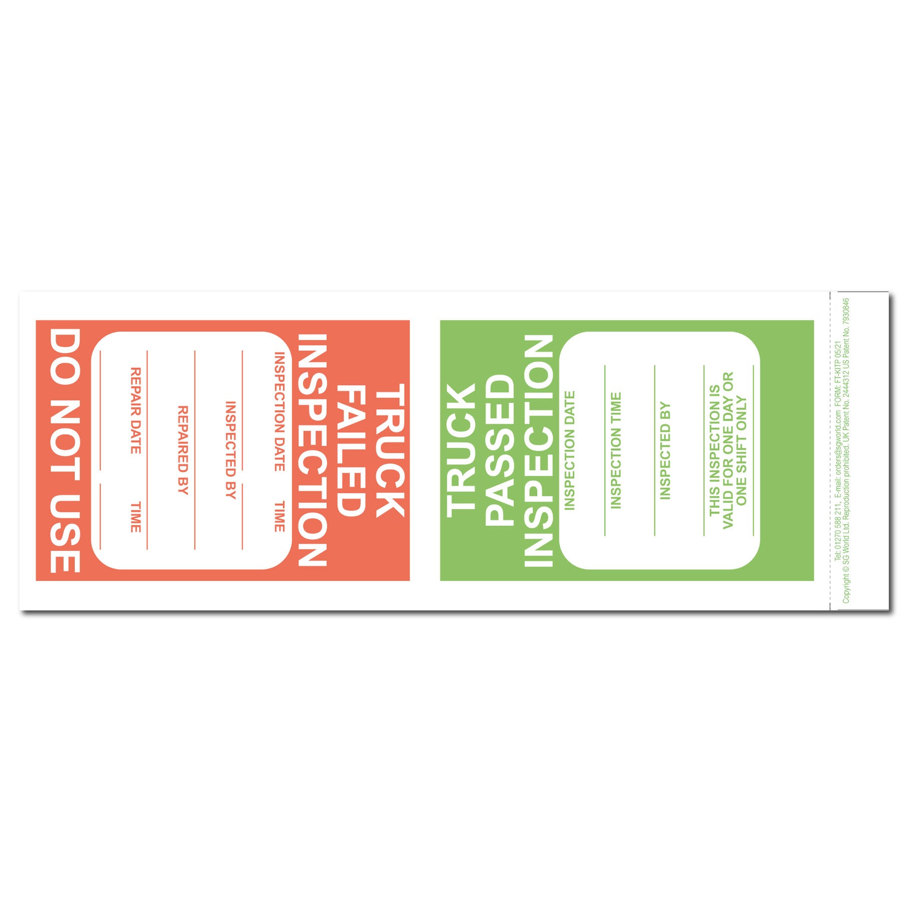 Fork Lift Truck Pre-Use Visual Inspection Checklist (Pad of 30) | SG World