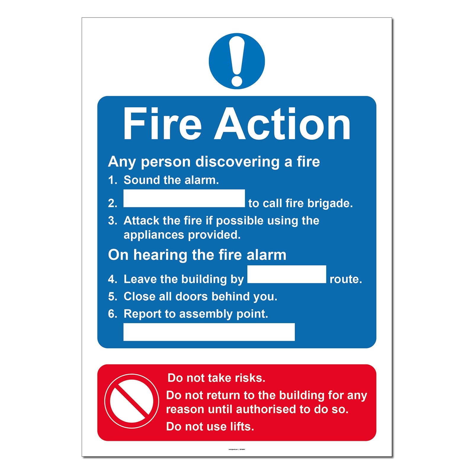 Fire Action Notice Safety Sign (Dry Wipe) | SG World