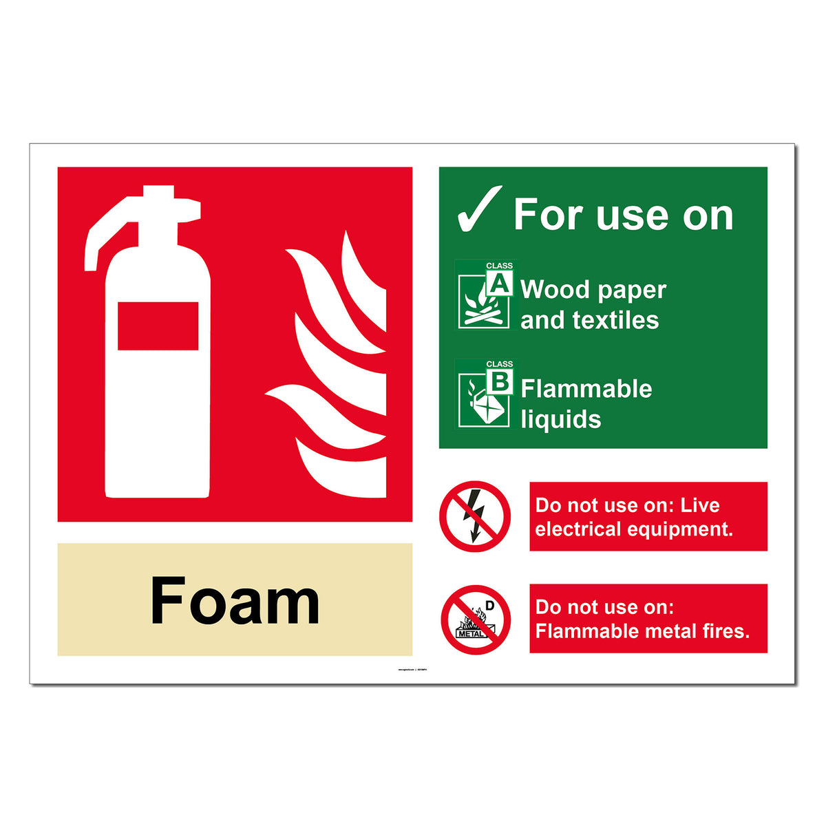 Foam Fire Extinguisher Safety Sign — SG World