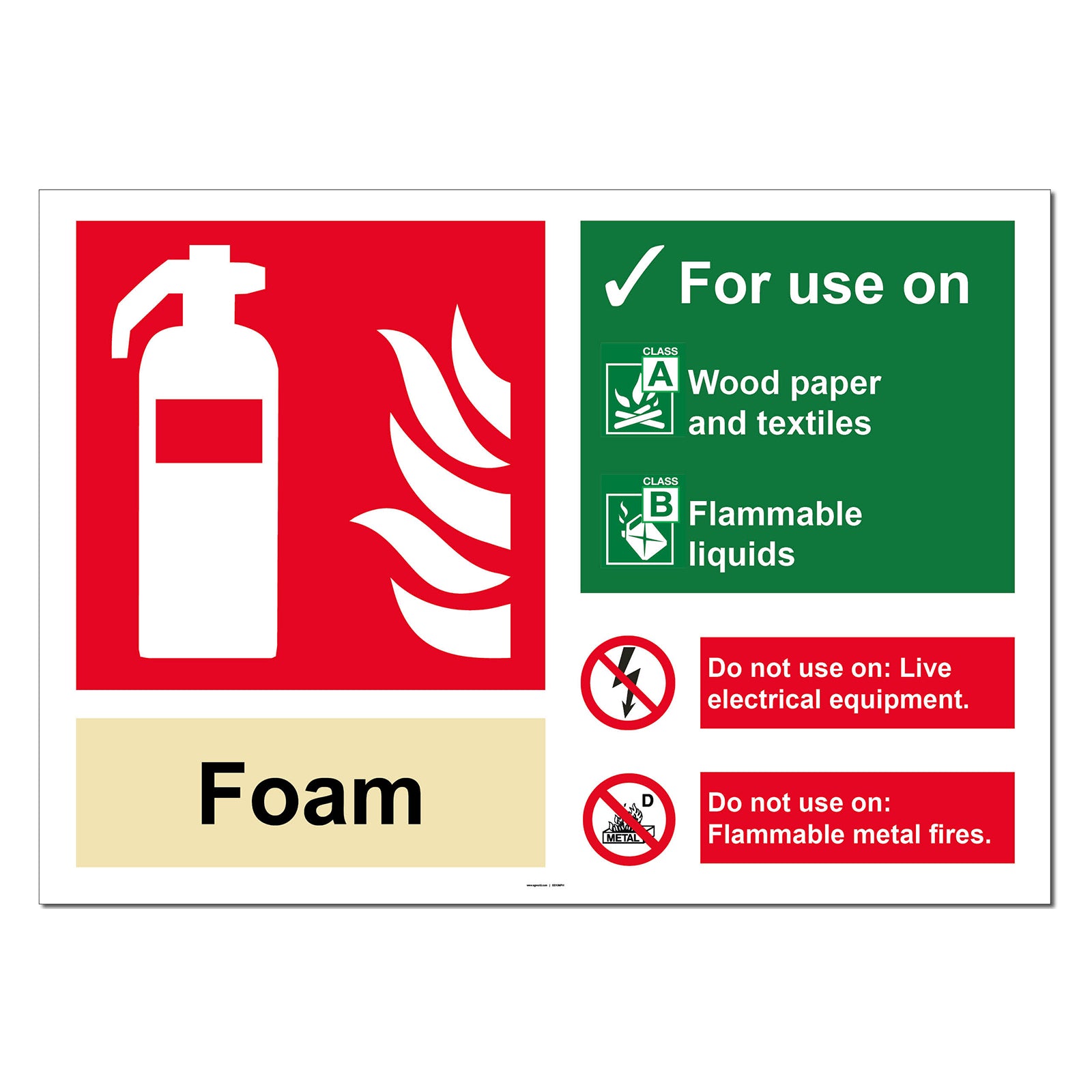 Foam Fire Extinguisher Safety Sign | SG World