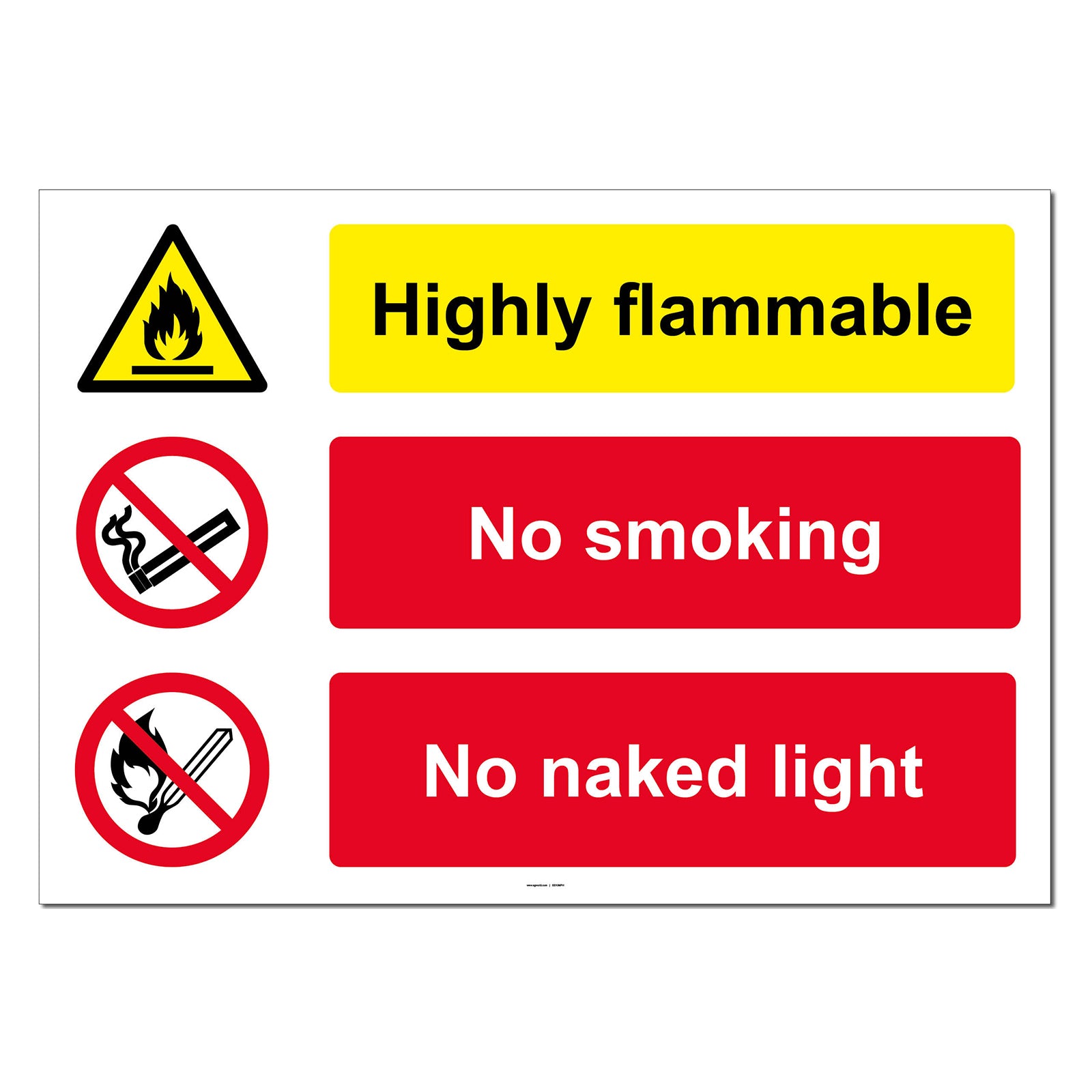 Highly Flammable, No Smoking, No Naked Light Safety Sign | SG World
