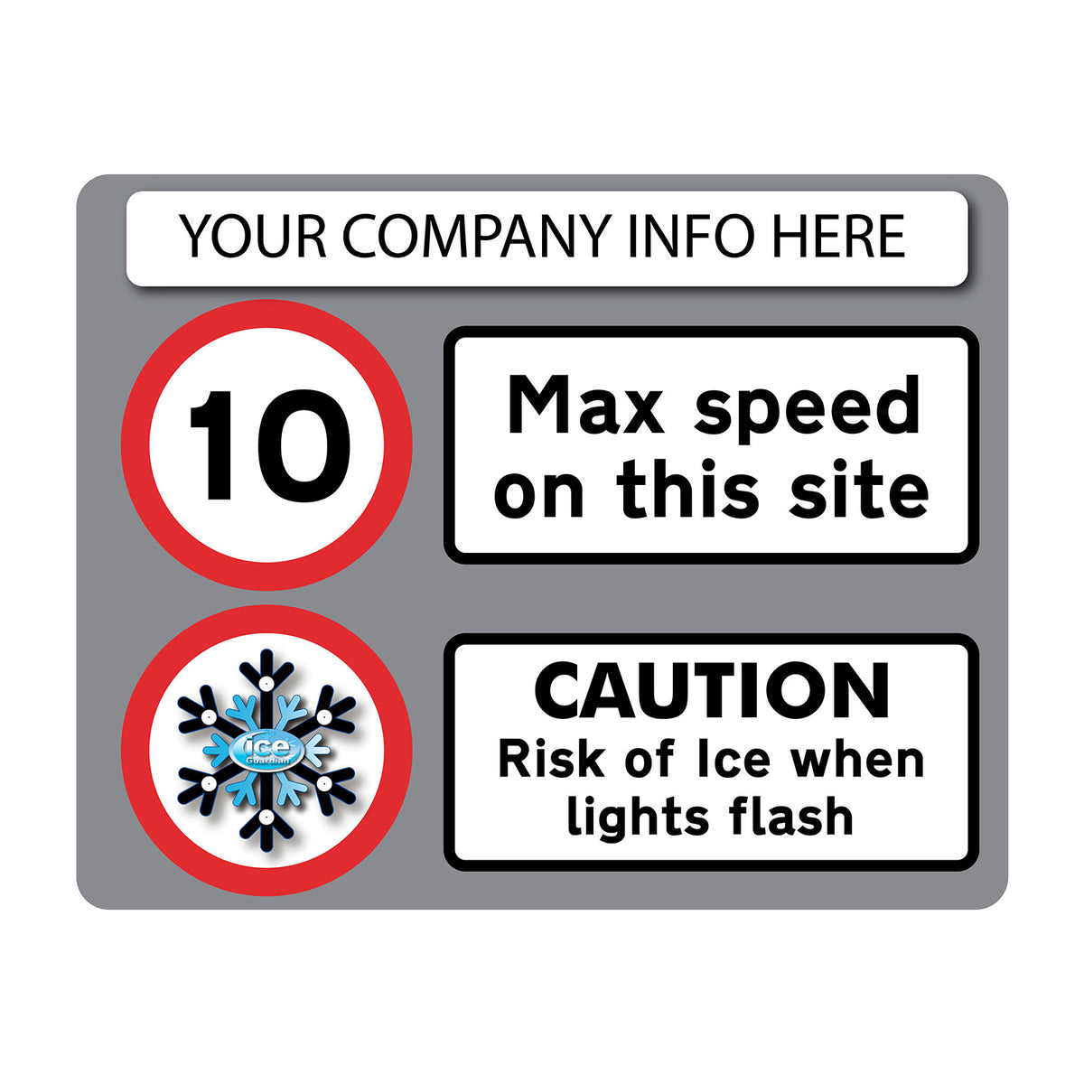 10 MPH Ice Warning Flashing LED Safety Sign (Grey HS3) - add your logo ...