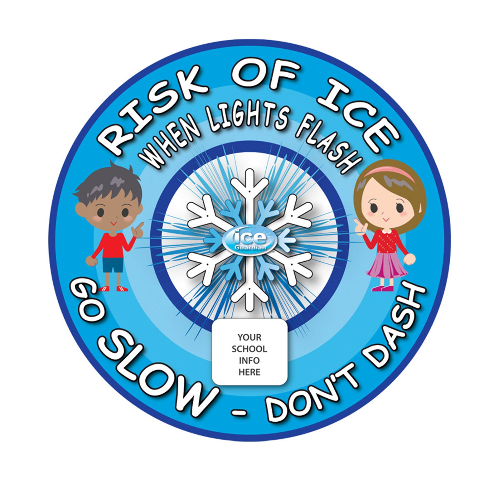 School Ice Warning Flashing LED Safety Sign - add your logo | SG World