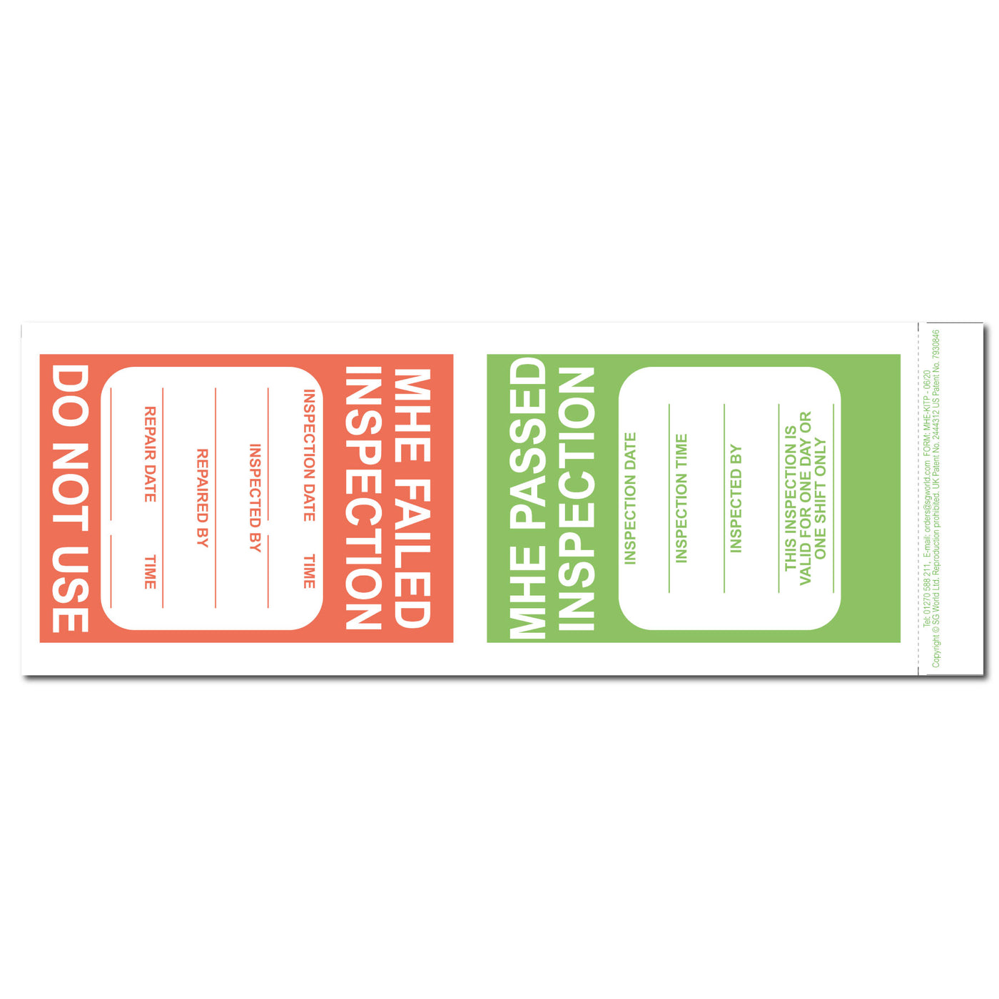 Material Handling Equipment Pre-Use Visual Inspection Checklist (pad o ...