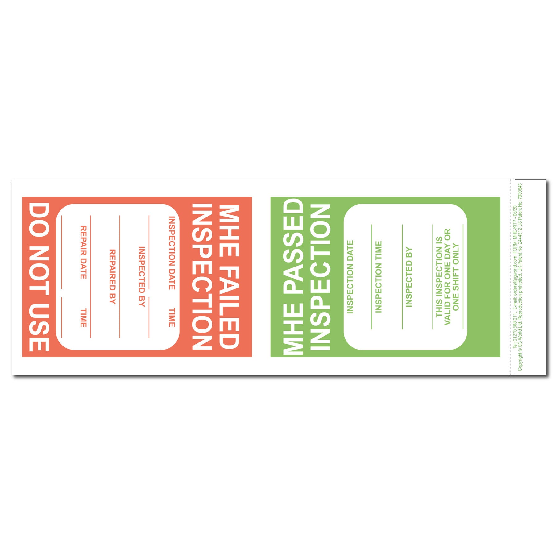 Material Handling Equipment Pre-Use Visual Inspection Checklist (pad o ...