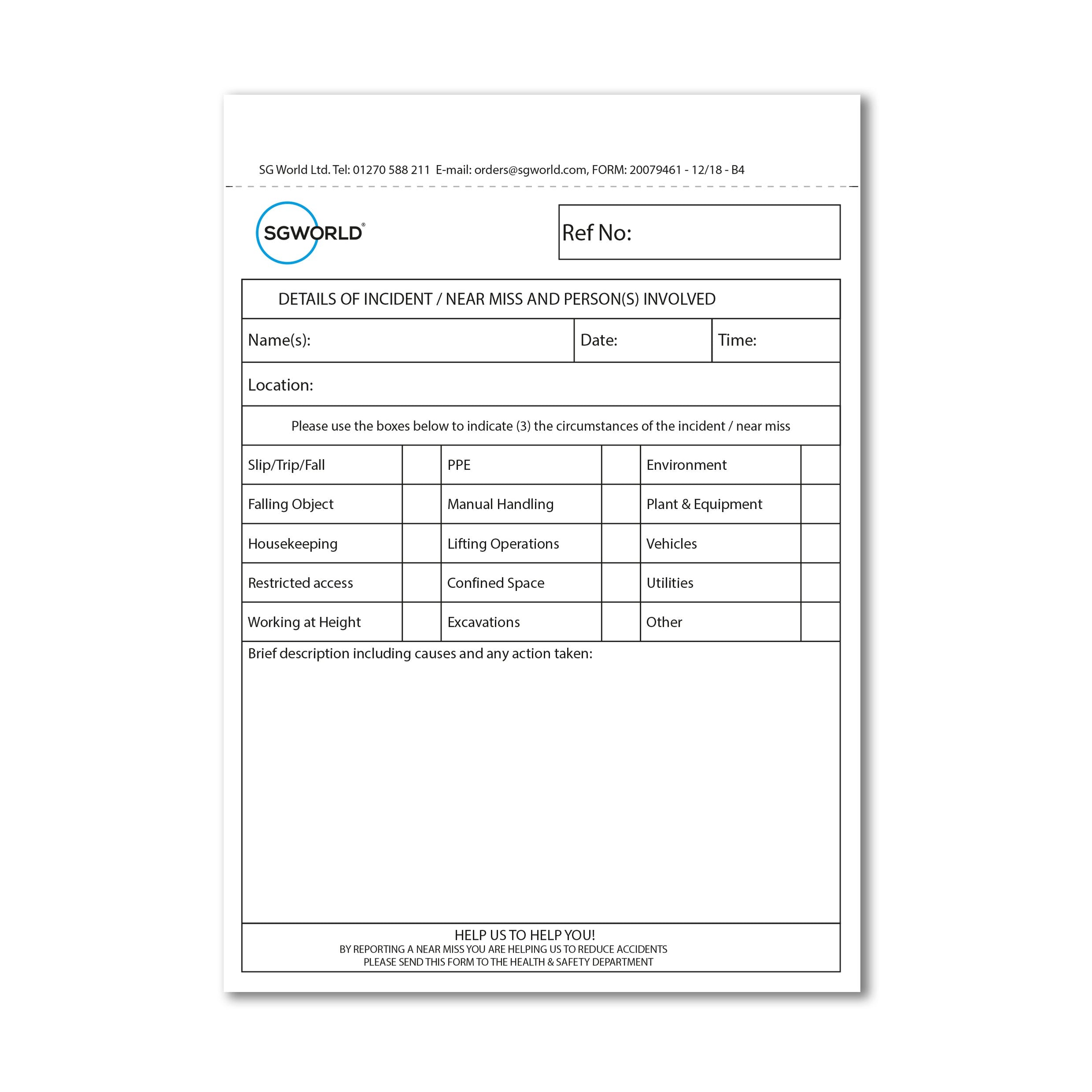 Near Miss Report Book | SG World