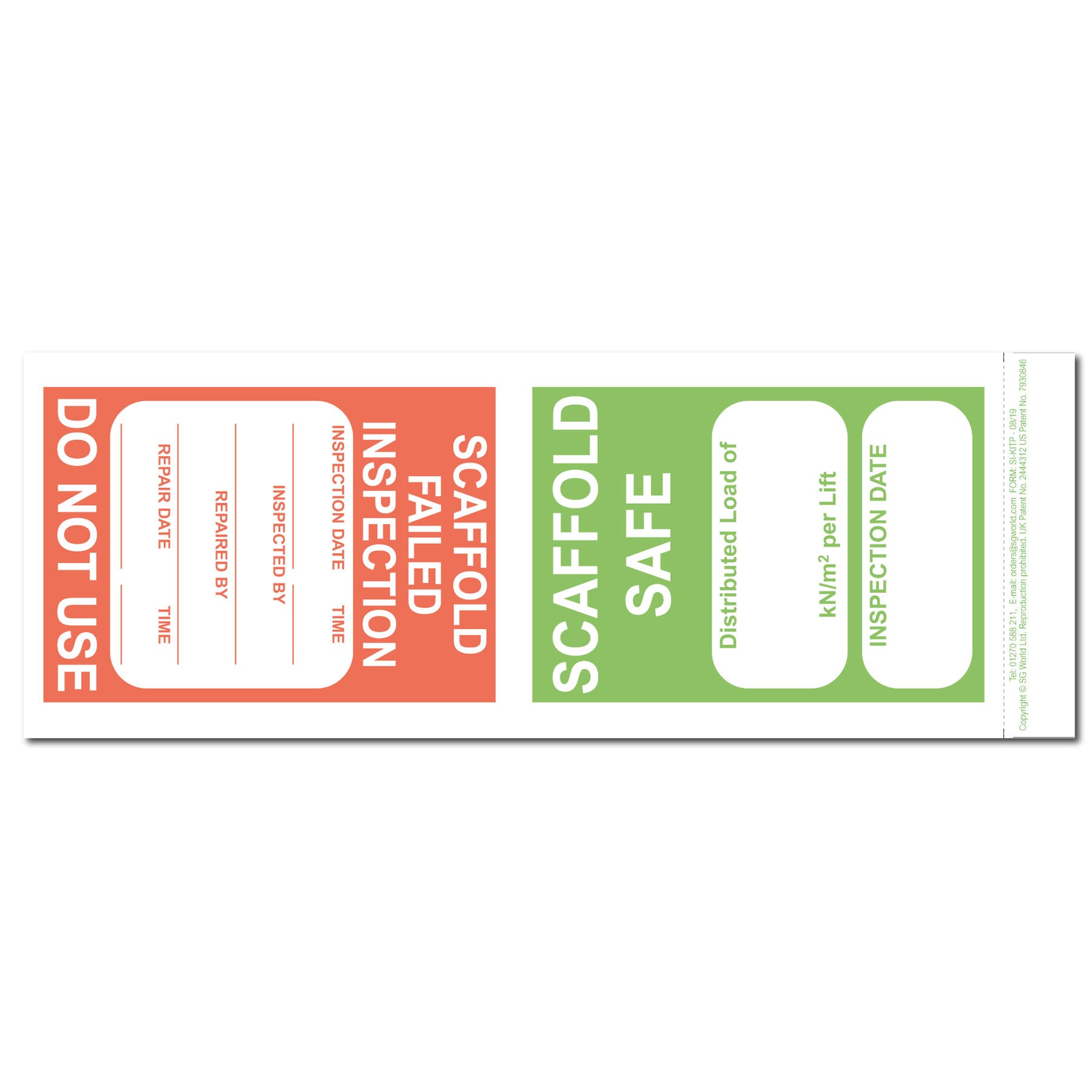 Scaffold Pre-Use Visual Inspection Checklist (Pad of 30) | SG World