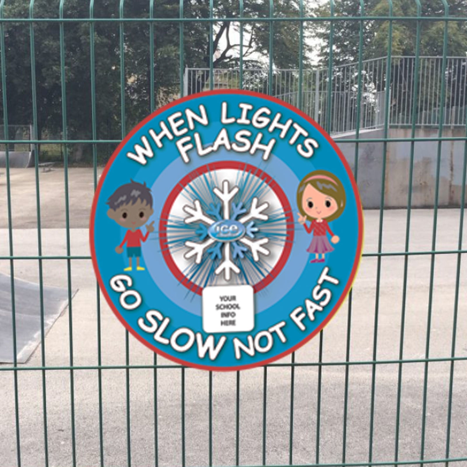 School Ice Warning Flashing LED Safety Sign - add your logo | Wall ...