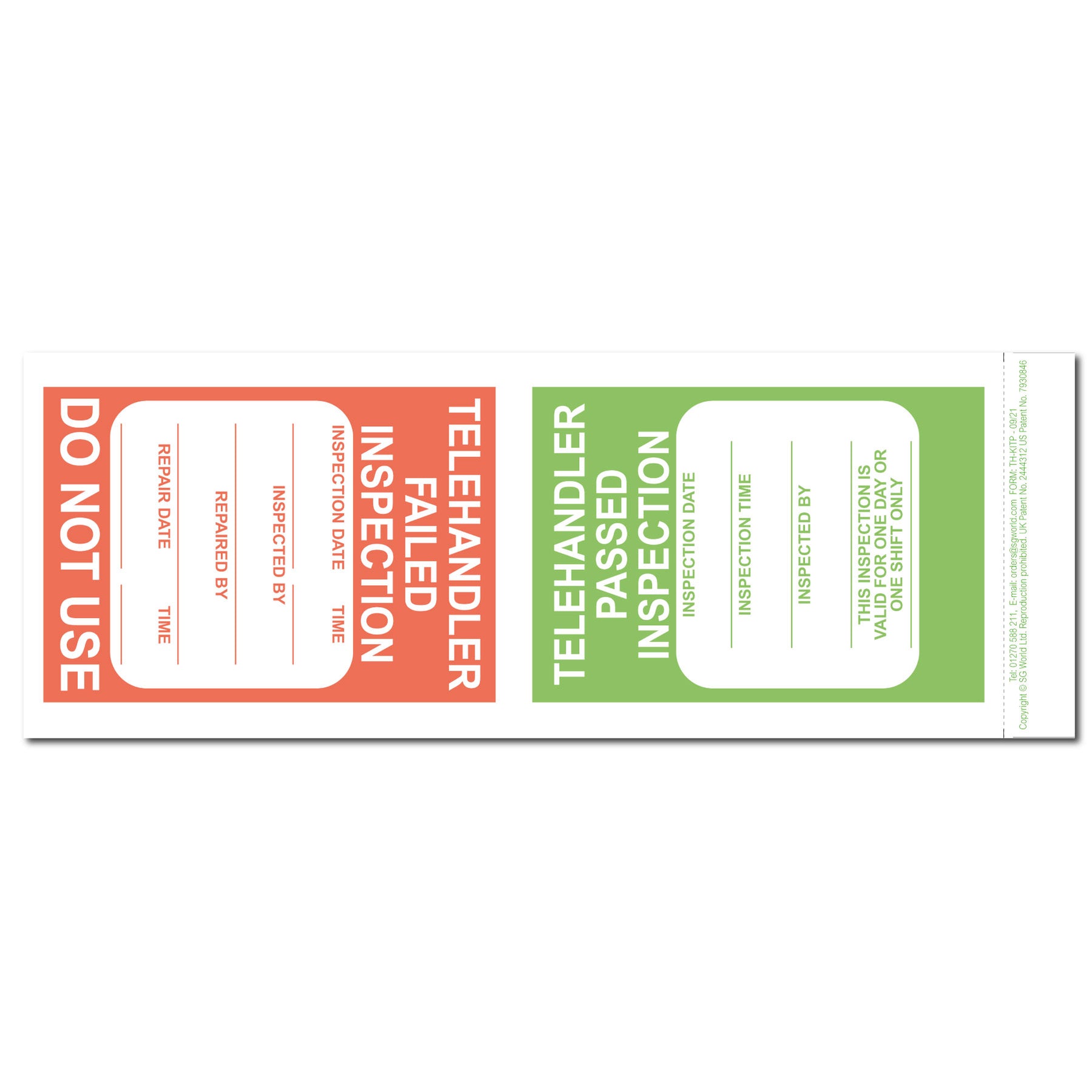 Telehandler Pre-Use Visual Inspection Checklist (pad of 30) | SG World