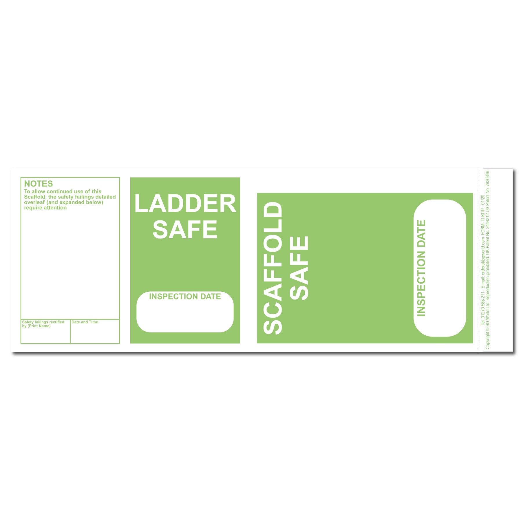 Scaffold Tower Pre-Use Visual Inspection Checklist (Pad of 30) | SG World