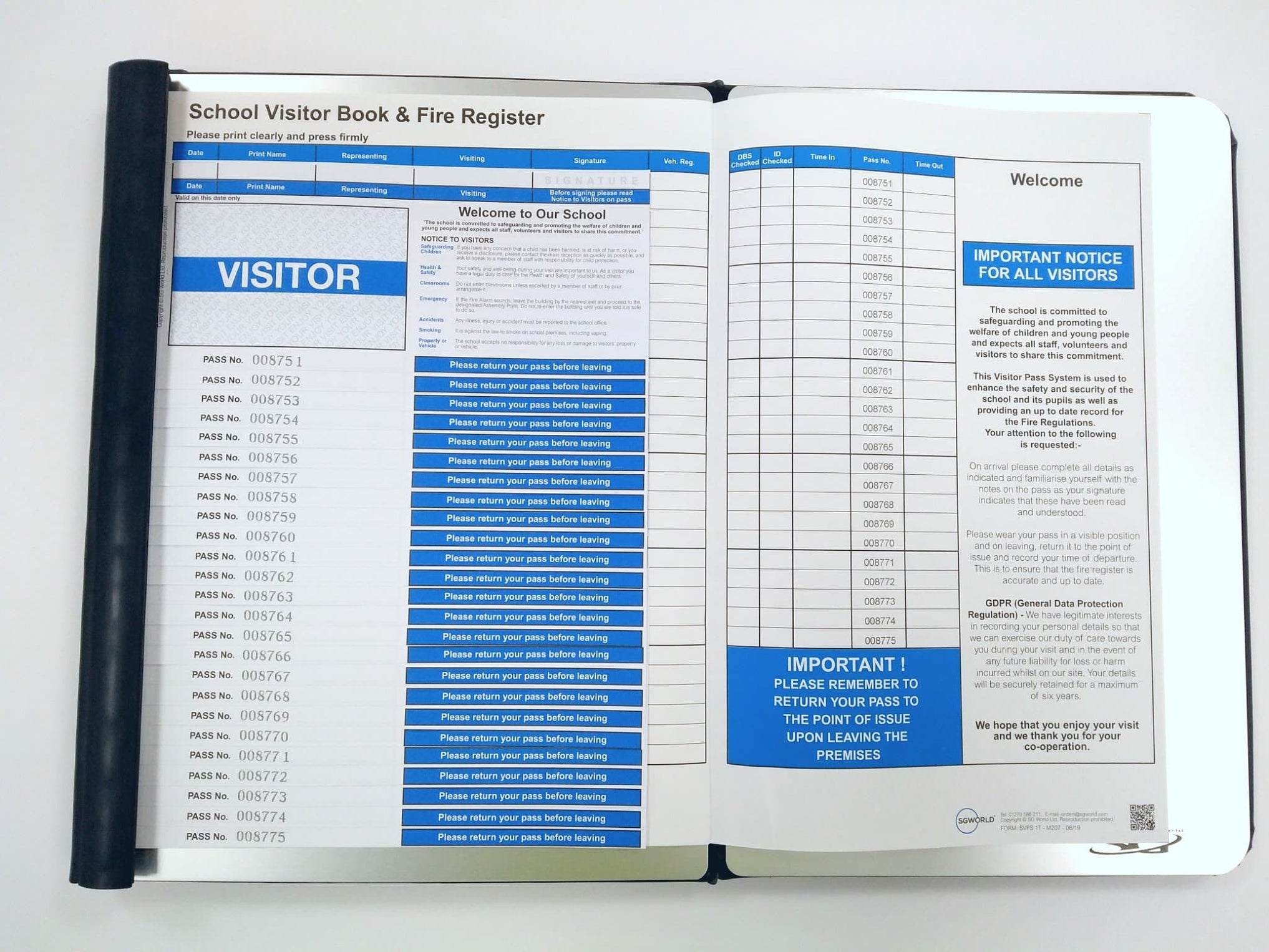 School Visitor Pass - Standard (Packs of 250) | SG World